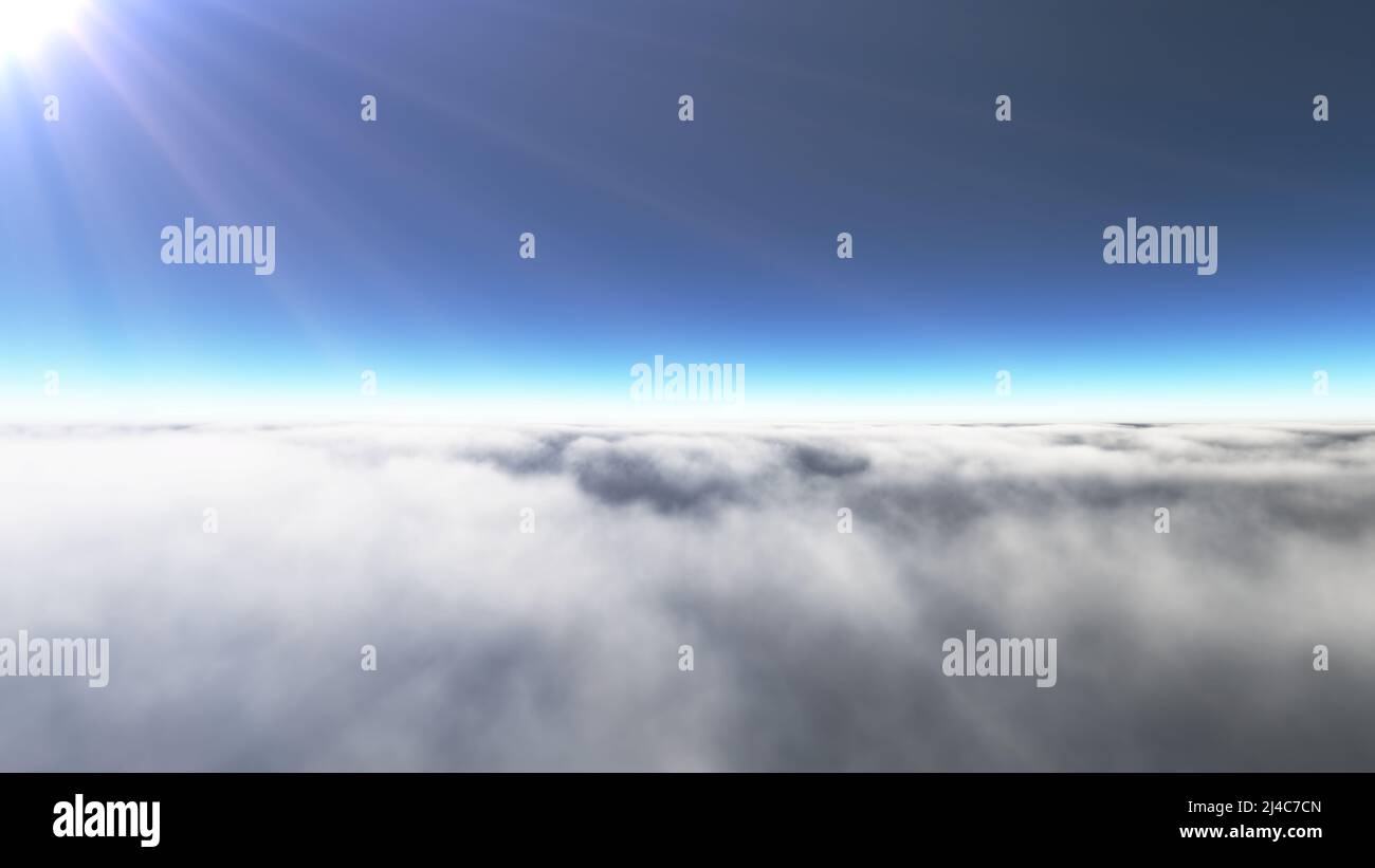 Above clouds sun ray, 3d rendering illustration Stock Photo - Alamy