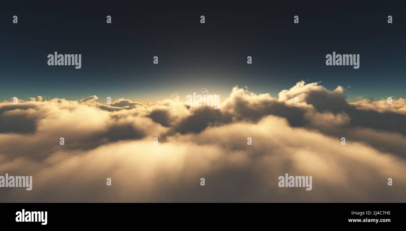 above clouds sunrise sun ray illustration, 3d rendering Stock Photo - Alamy