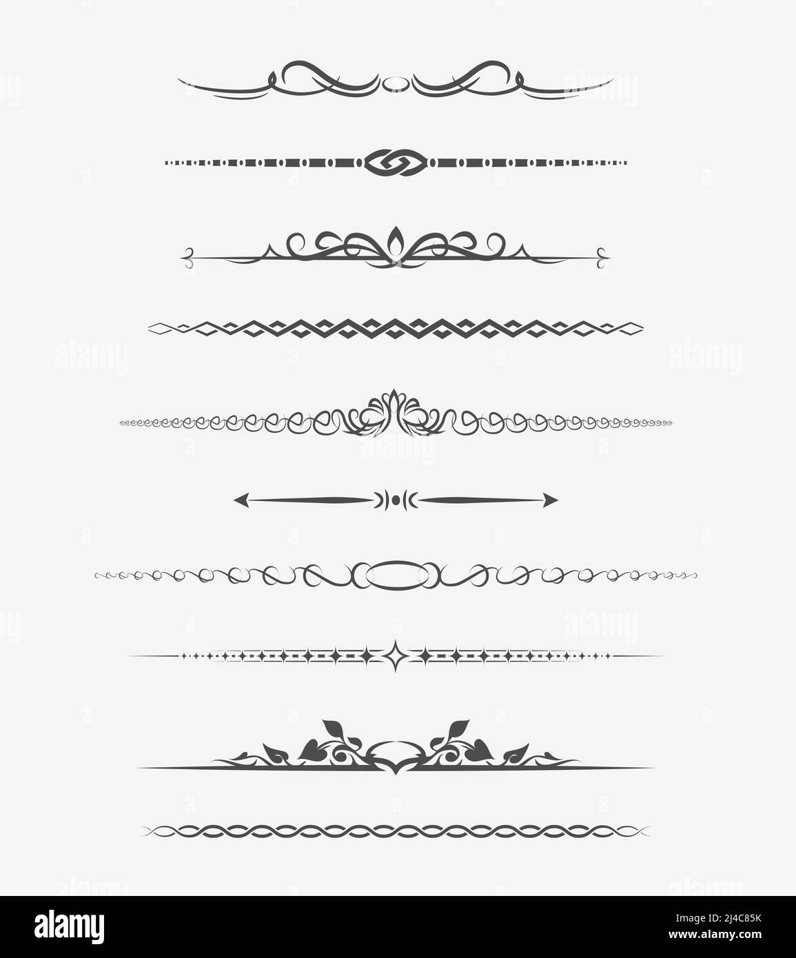 Calligraphic page dividers. Retro decoration, book ornament, chapter ...