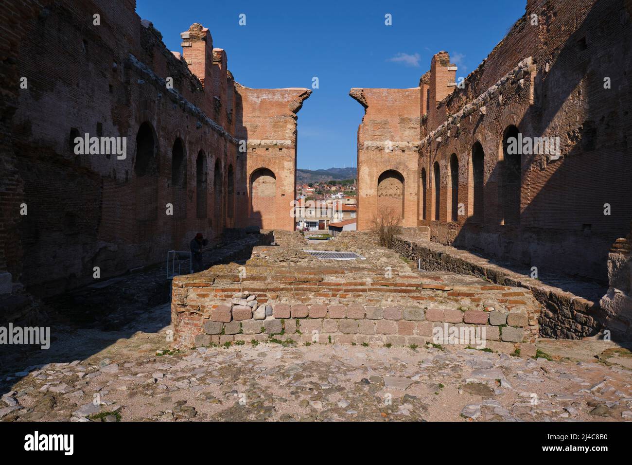 Looking back from the main altar inside the main church, basilica. At ...