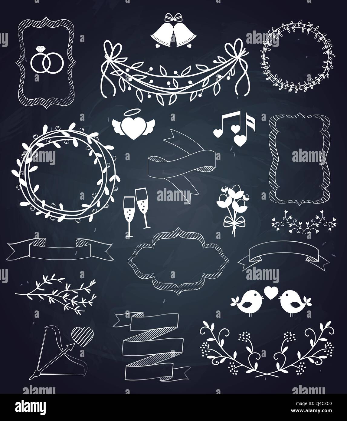 Wedding chalkboard Banners and Ribbons set with Arrow hearts frames ...