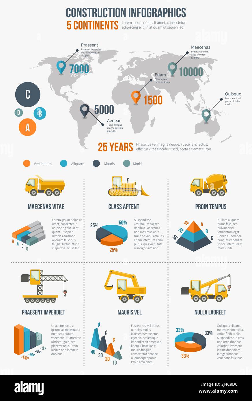 Construction infographics. Building element, presentation graphic and ...