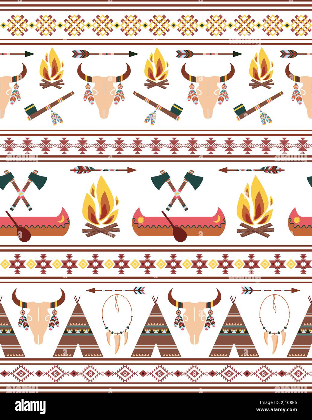Vector Seamless Tribal Native American Indian Borders for Clothing ...