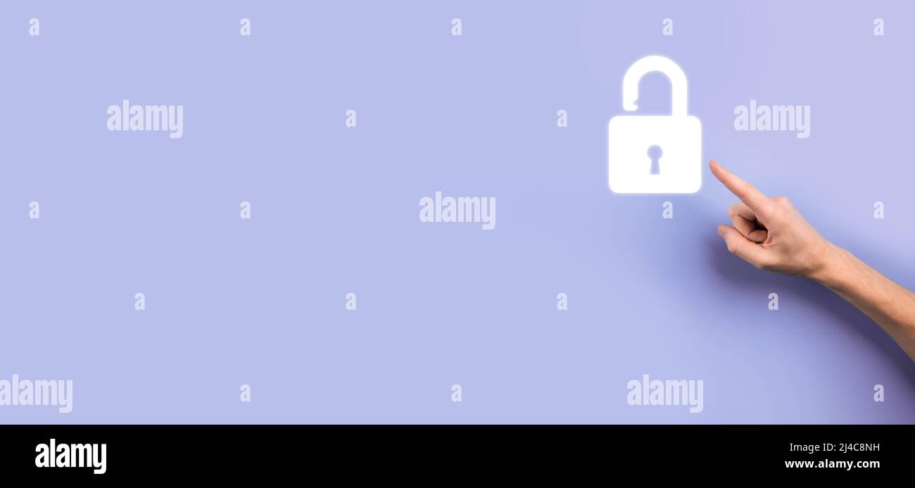 Cyber security network. Padlock icon and internet technology networking ...