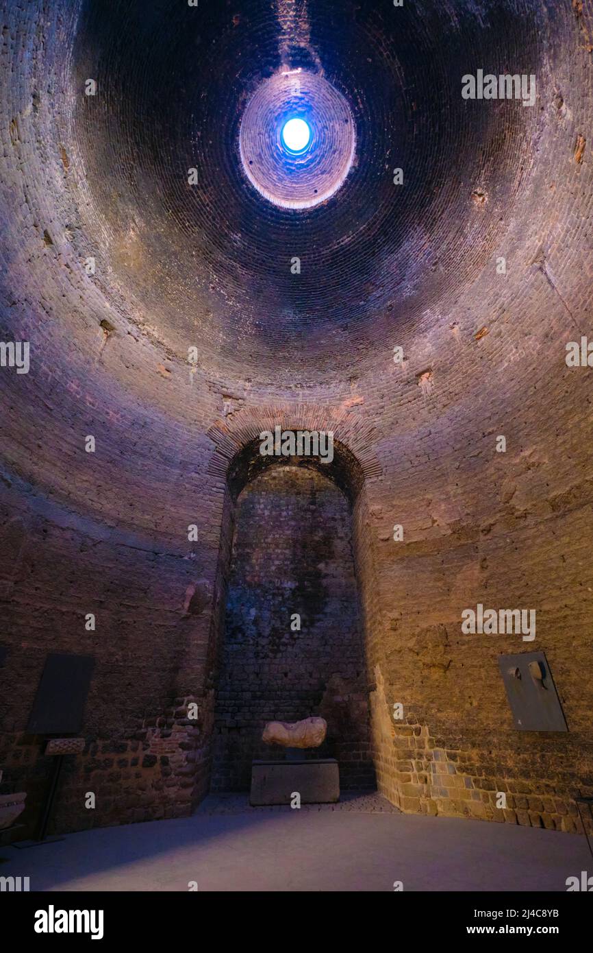 The round rotunda and oculus inside the South rotunda brick building ...