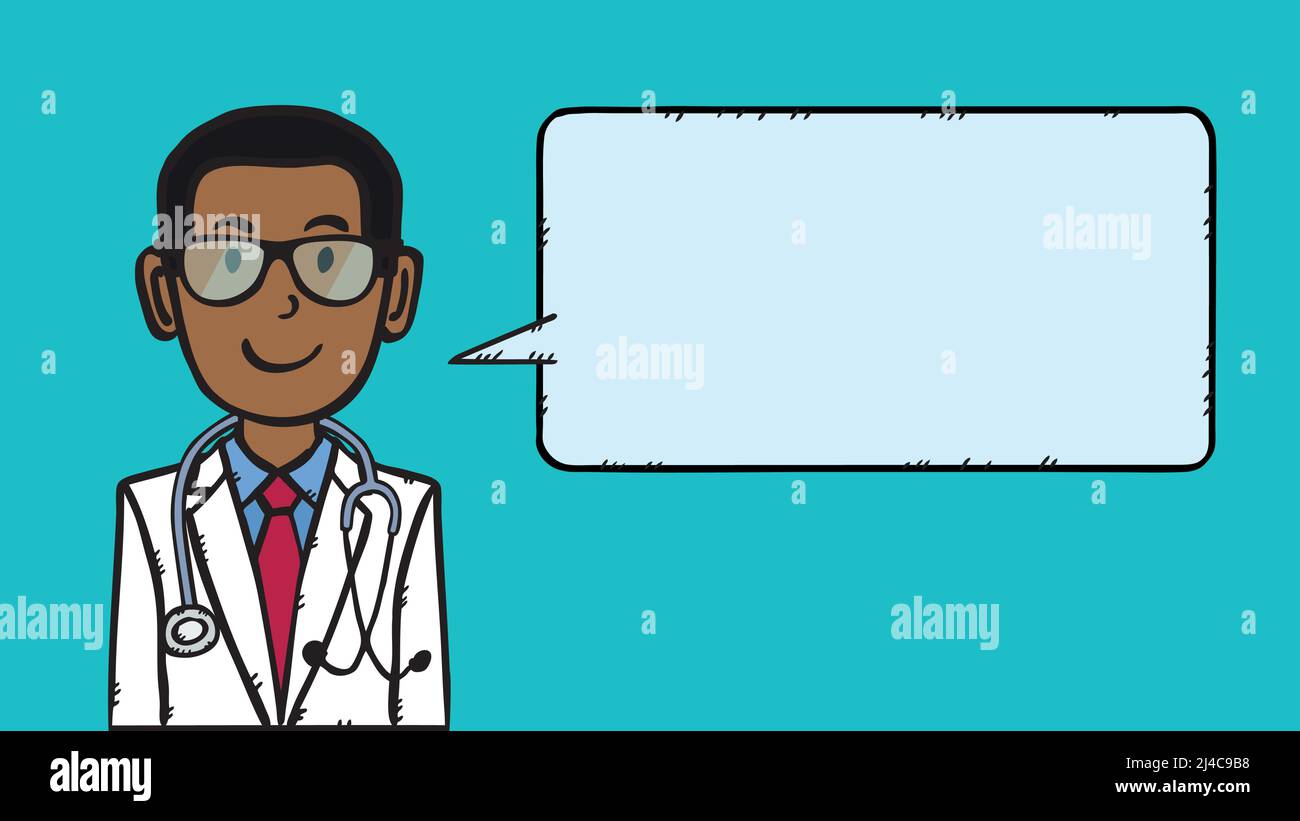 Hand drawn medical doctor avatar with comic book bubble. Vector doodle ...