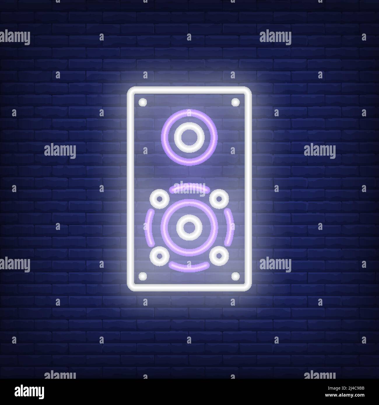 One loudspeaker neon sign. Music and sound concept. Advertisement ...