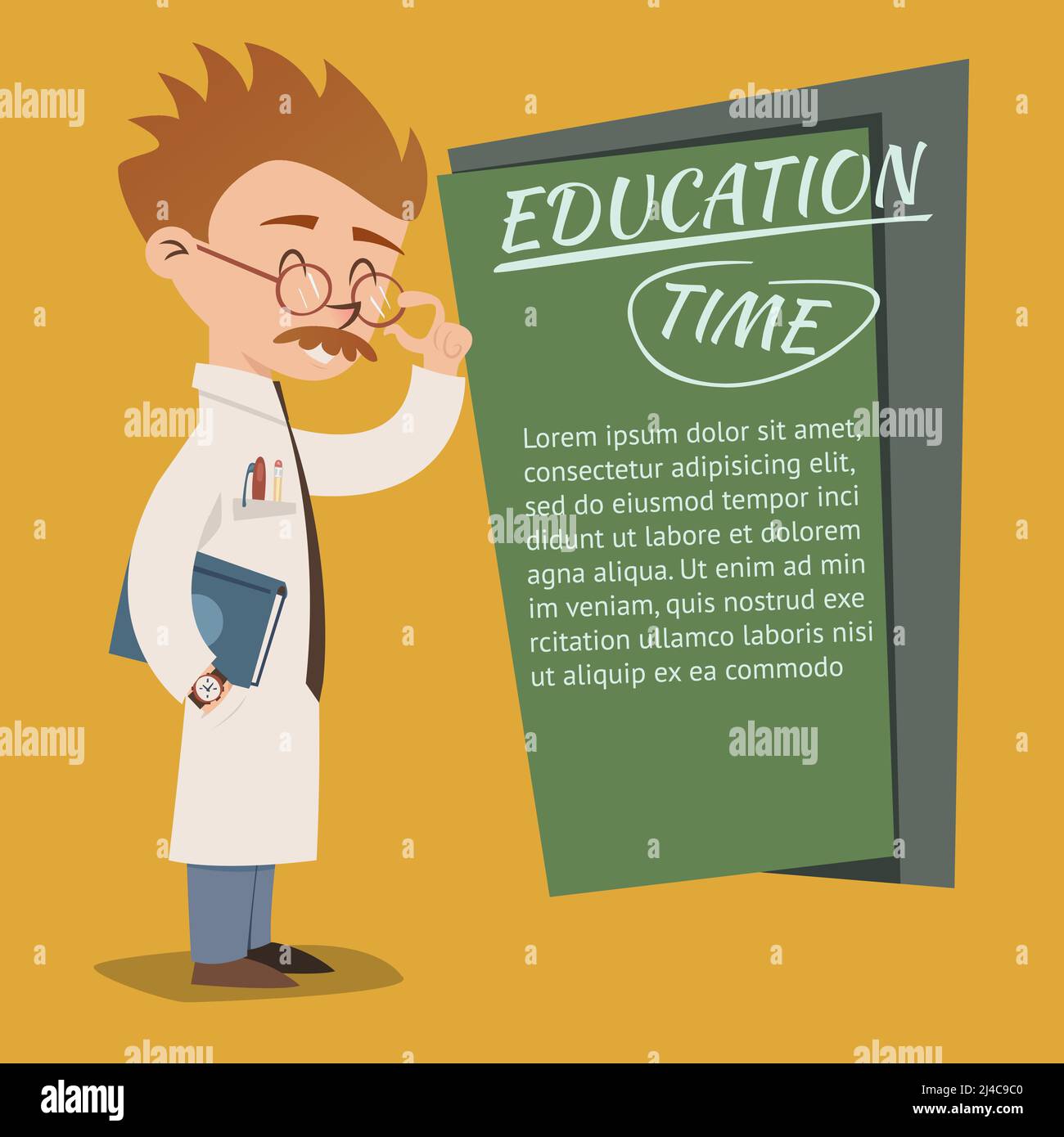 Vintage style Education Time poster vector design with an eccentric ...