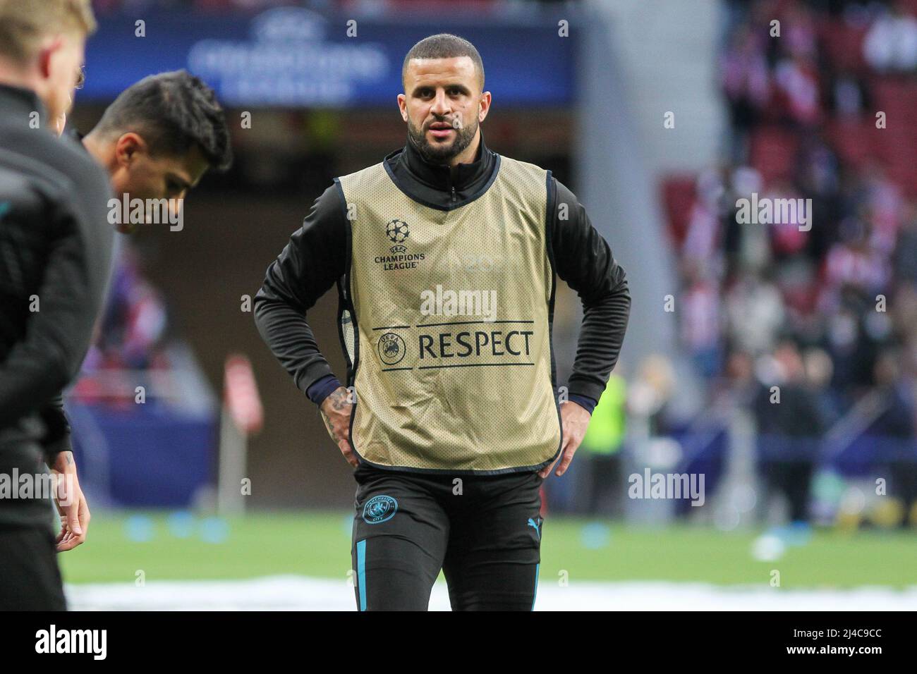 Kyle Walker of Manchester City warms up during the UEFA Champions ...
