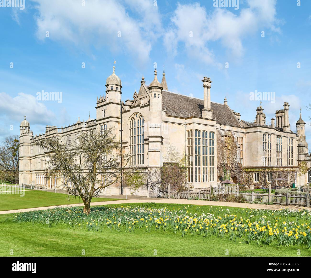 The South garden at Burghley House, Stamford, England, an elizabethan ...