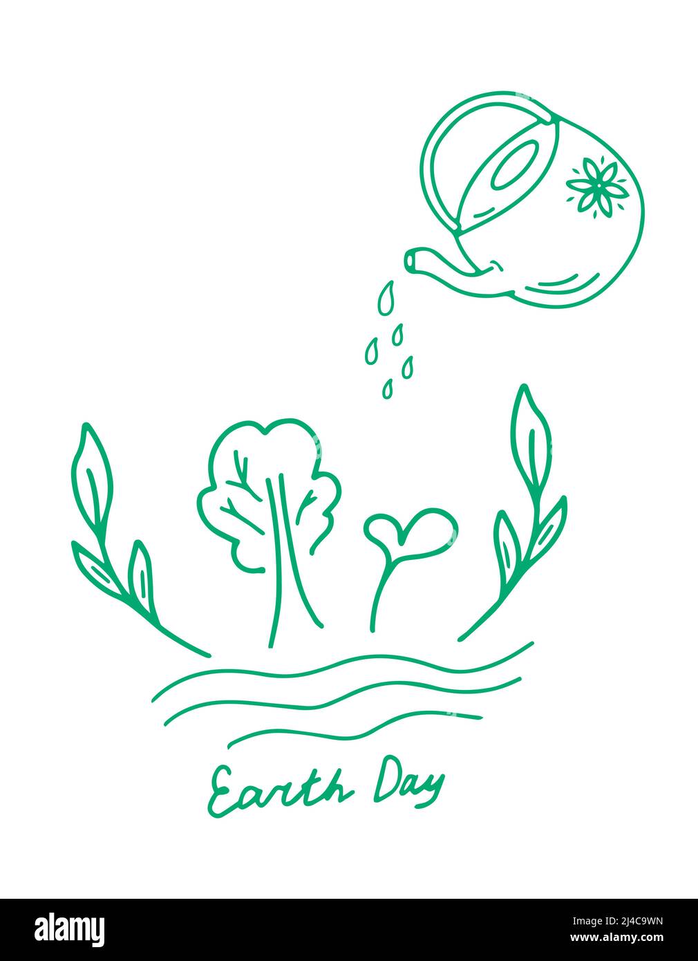 Watering can and green plants. Earth Day. The concept of ecology and ...