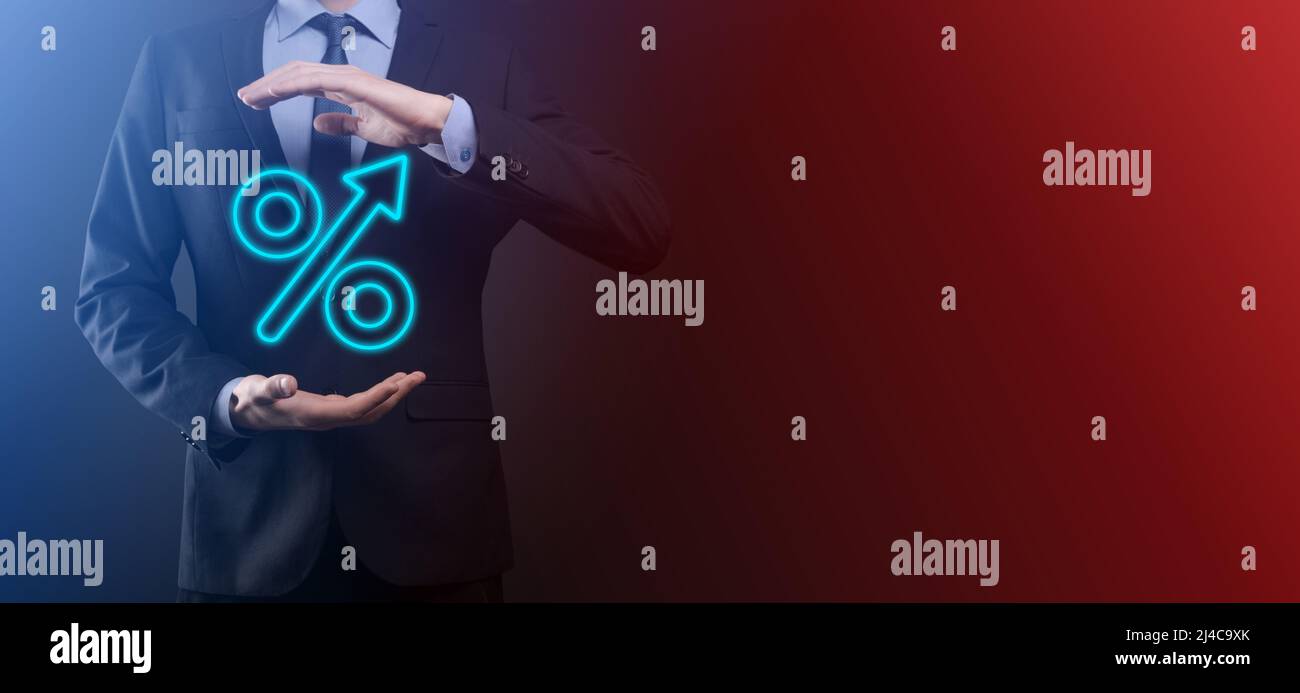 Increasing percentage icon.Profit high growth arrow and percent icon ...