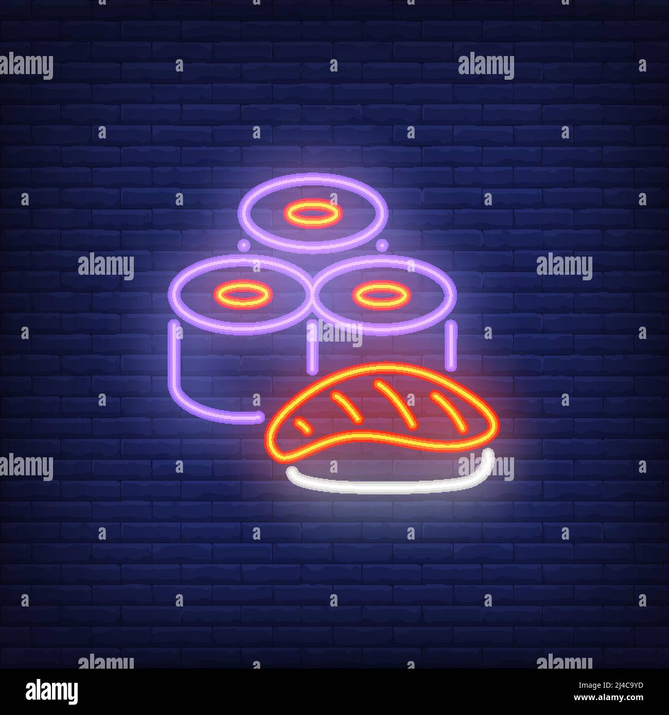 Sushi set neon sign. Food, restaurant, Japanese cuisine concept ...