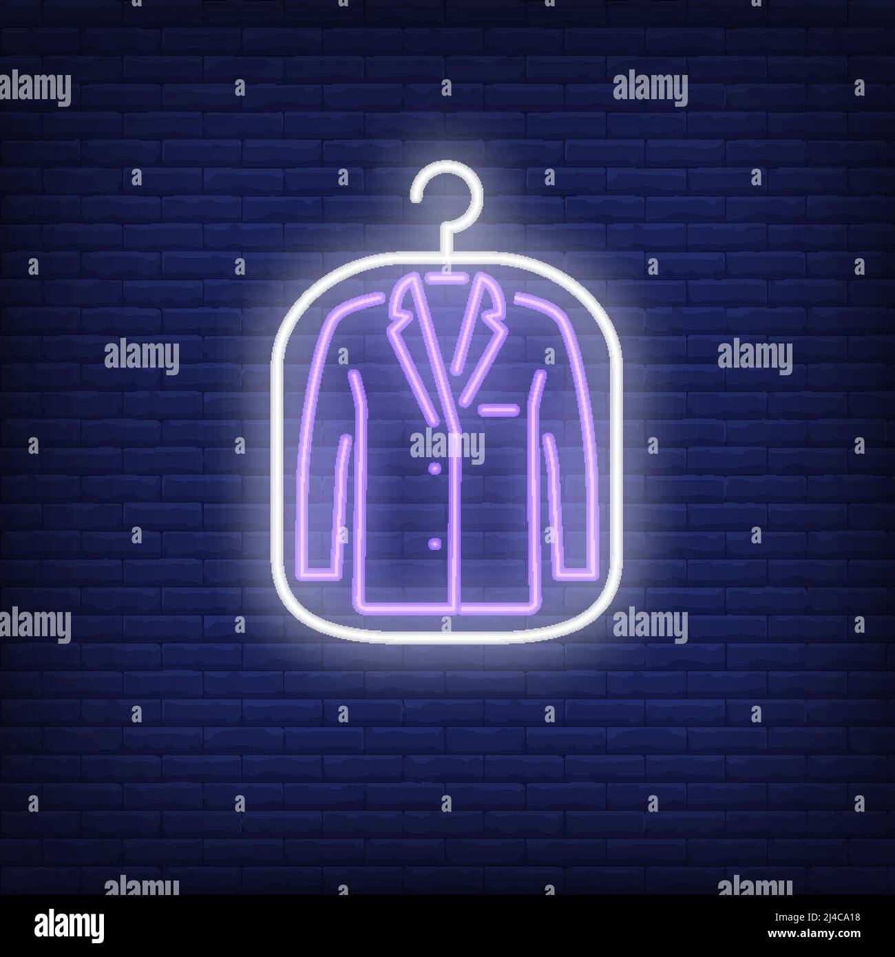 Suit jacket in cover neon sign. Laundry and dry cleaning service ...