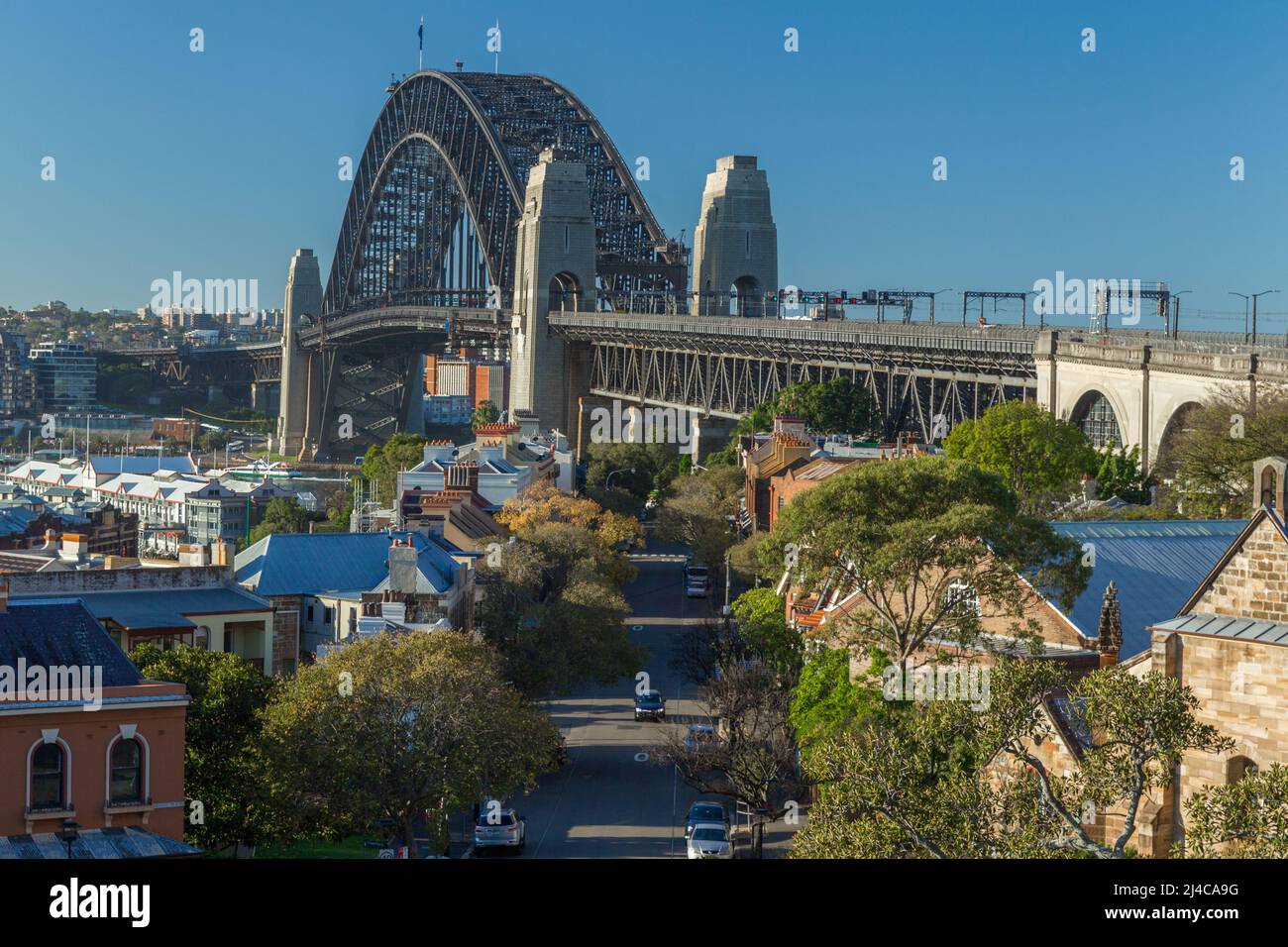 Sydney Harbour Bridge in Sydney, Australia, seen looking along Lower ...