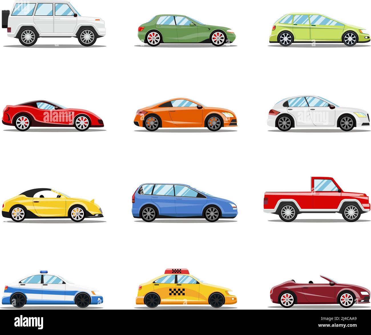 Vector Cars Collection. Vehicles in flat style on white background ...
