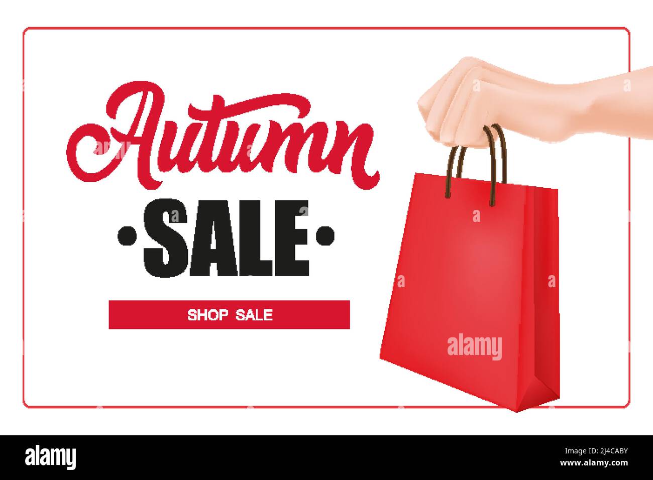 Autumn sale lettering in frame with hand holding shopping bag. Autumn ...