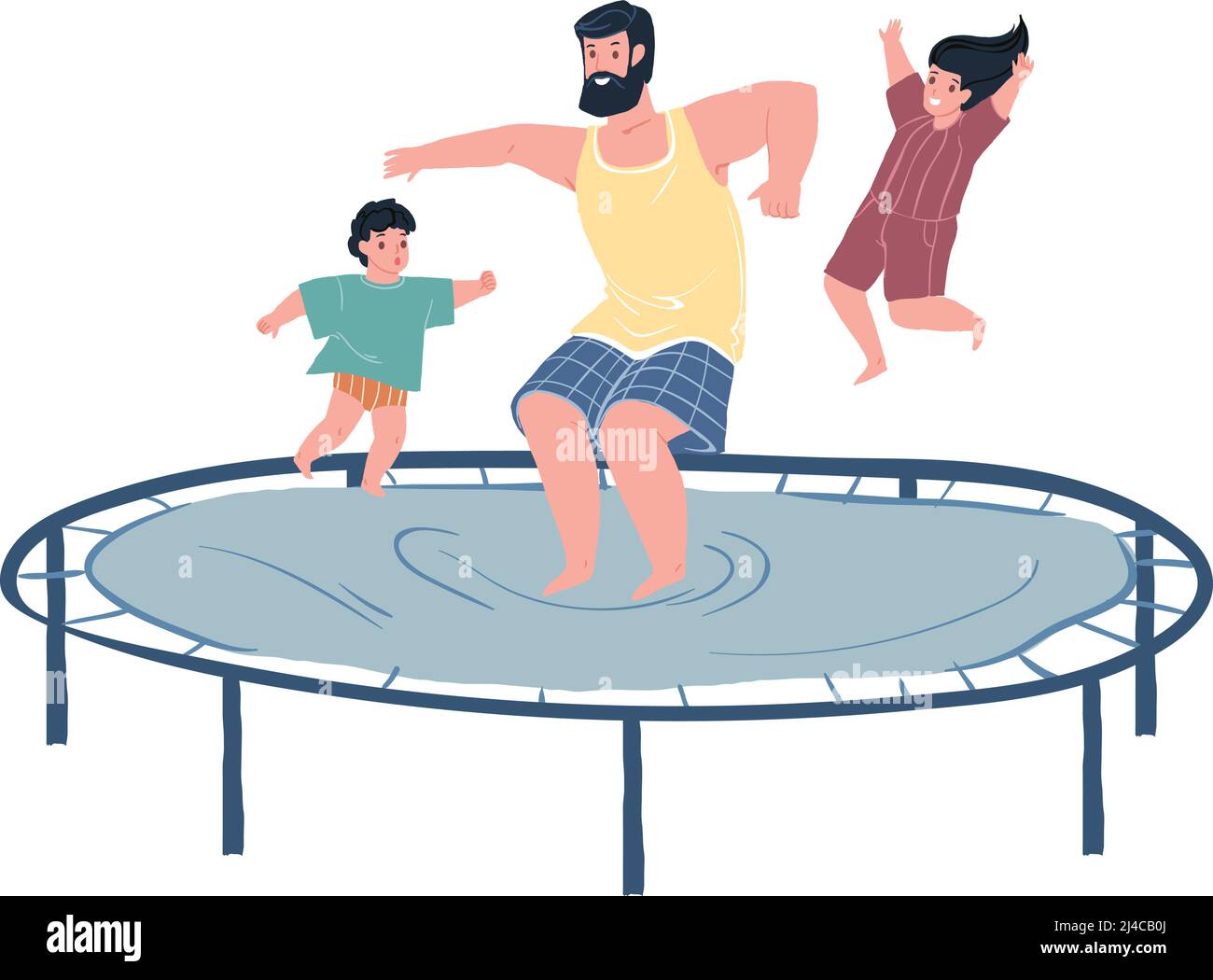 Flat cartoon characters doing sports together,sporty healthy family ...