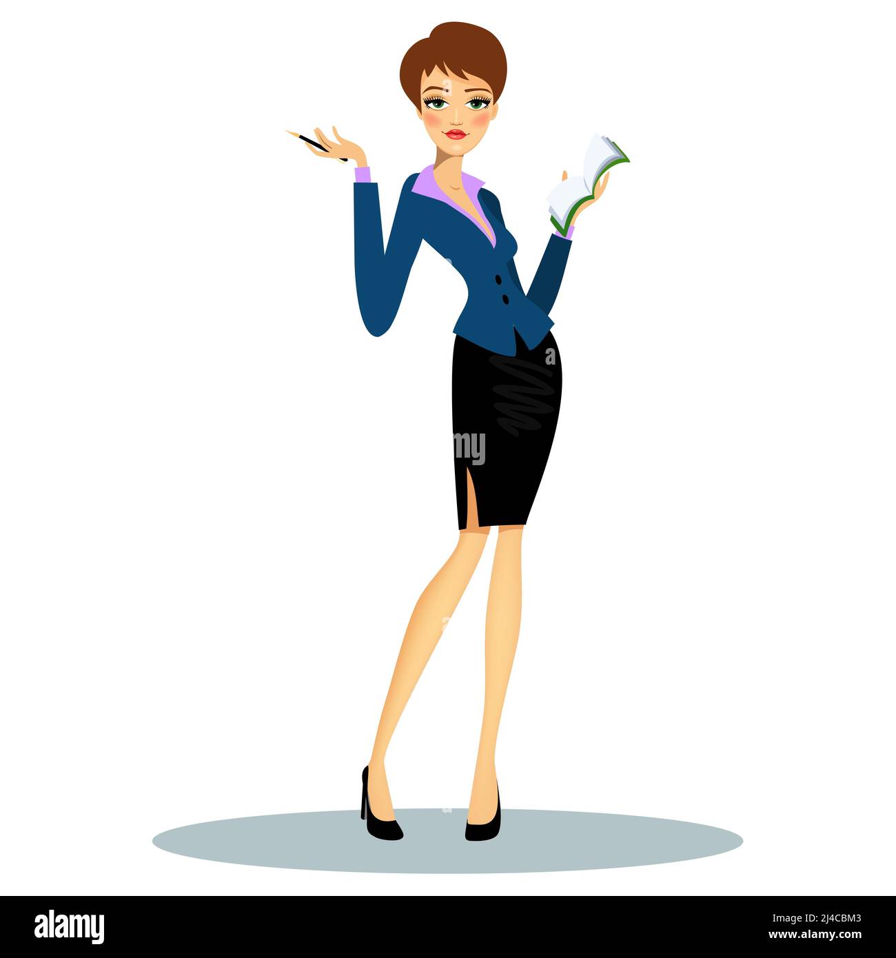 Cartoon female professional secretary or business planner wearing ...