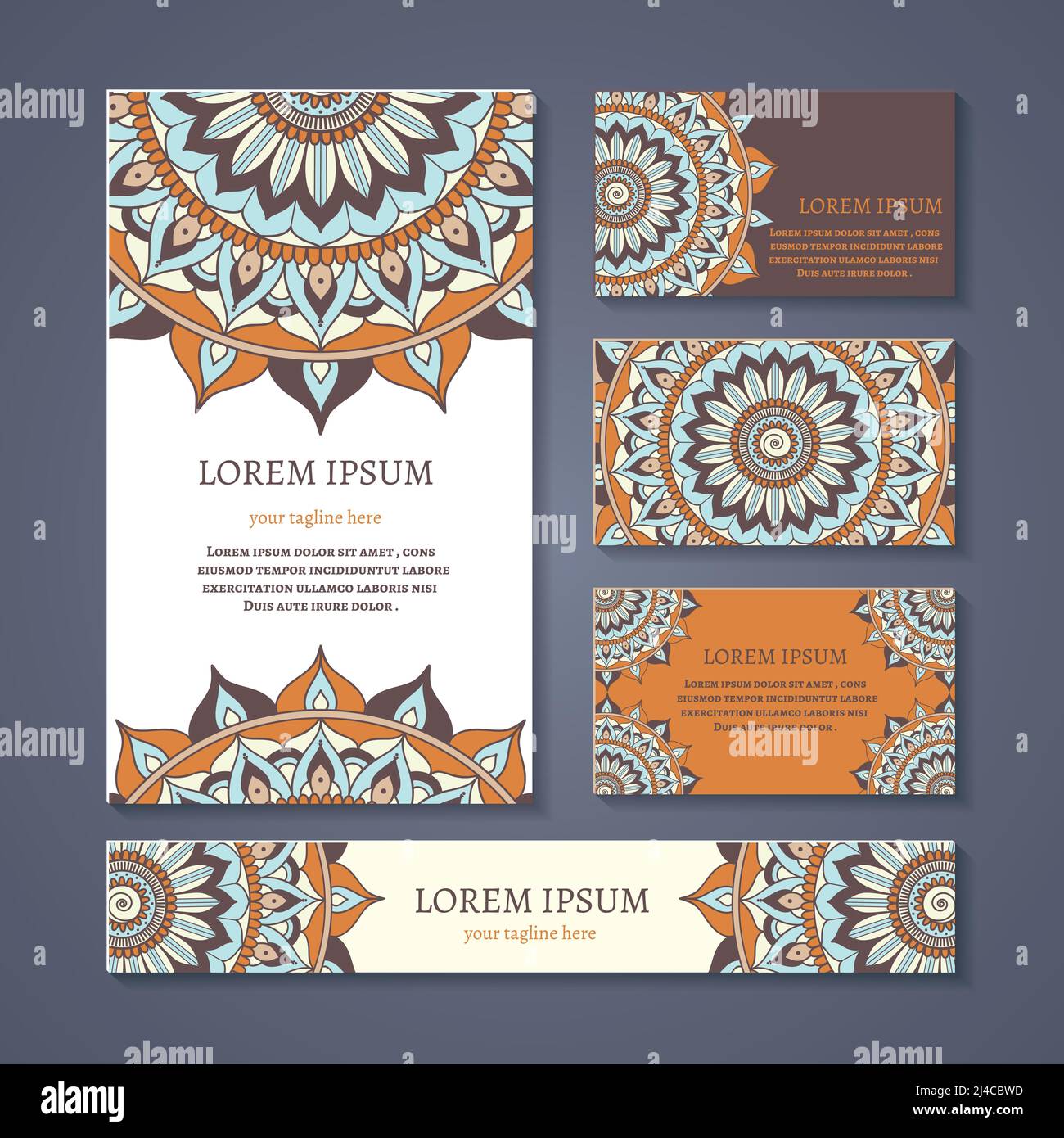 Banners and business cards with arabic or indian round pattern. Mandala ...