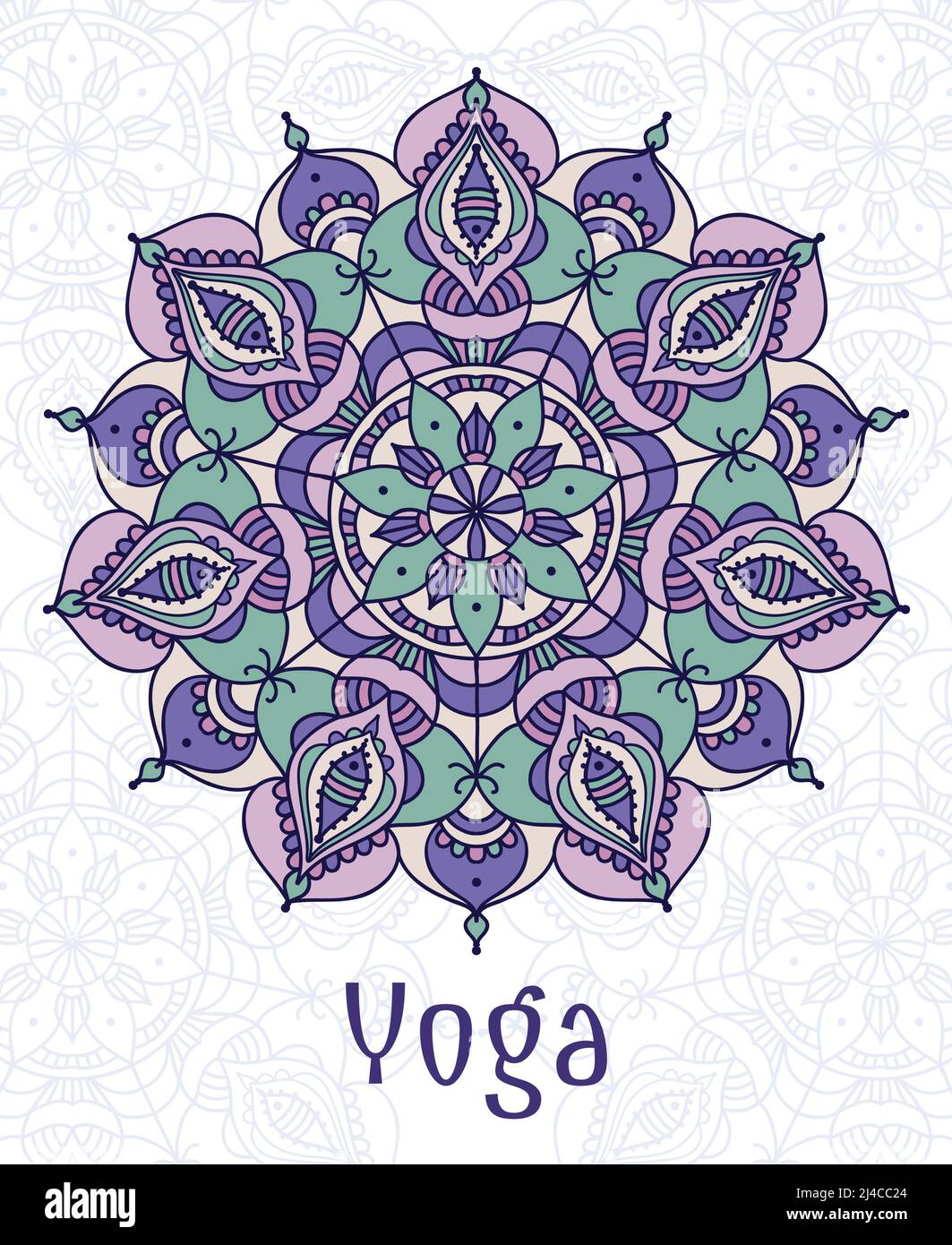 Yoga circular mandala. Design sacred spiritual lotus, balance and ...