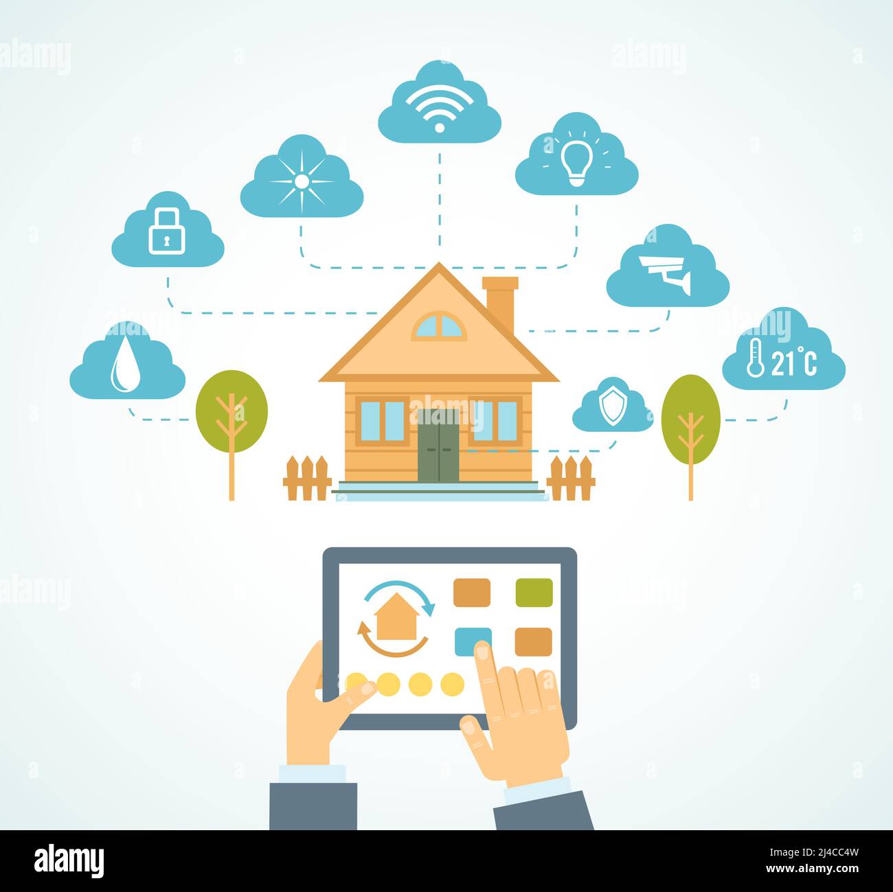 vector illustration concept of smart house technology system with ...
