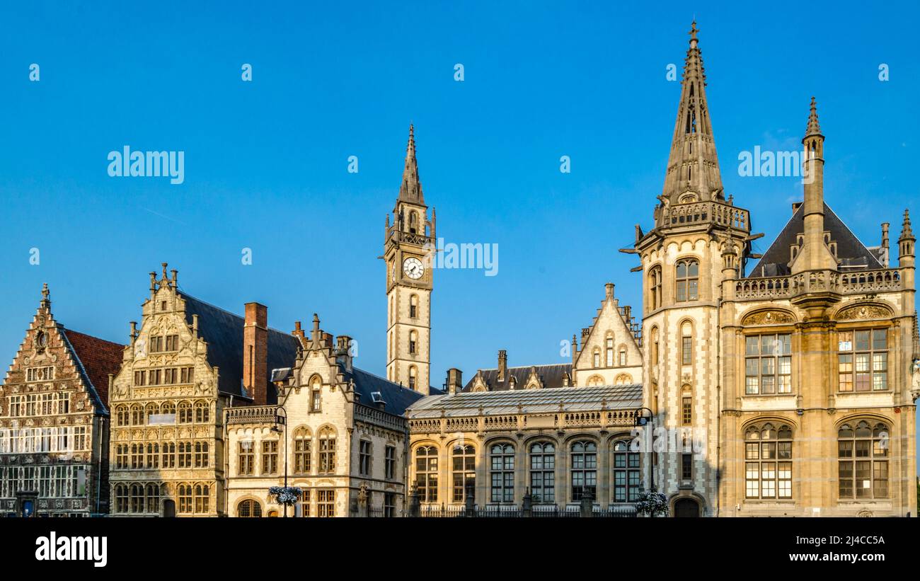 Urban landscape, typical Flemish architecture in the city of Ghent ...
