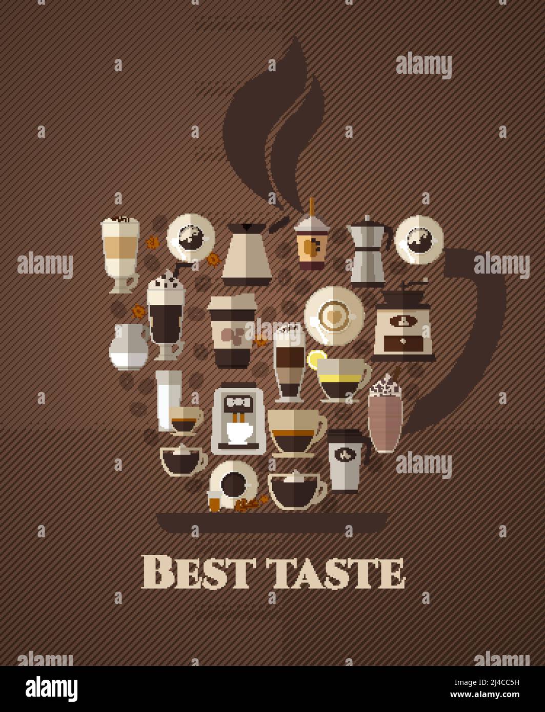 Coffee best taste poster. Latte and takeaway, mocha and coffeshop ...