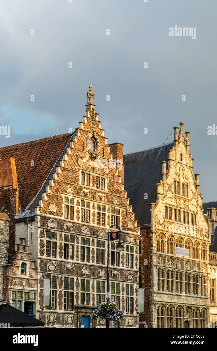 Urban landscape, typical Flemish architecture in the city of Ghent ...