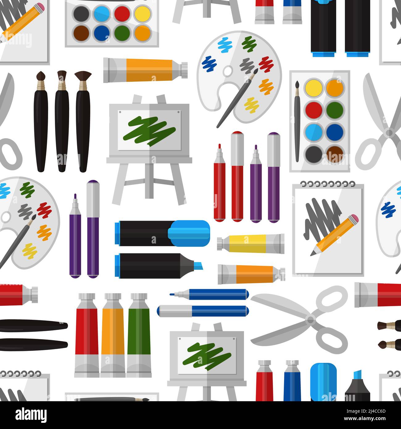 Artistic tool seamless pattern. Paintbrush and tool, design drawing ...