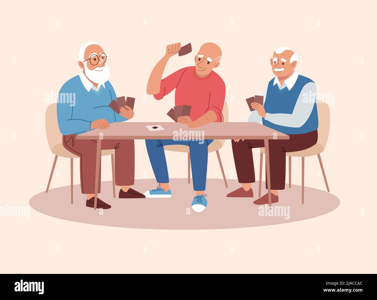 Old men playing cards card Stock Vector Images - Alamy