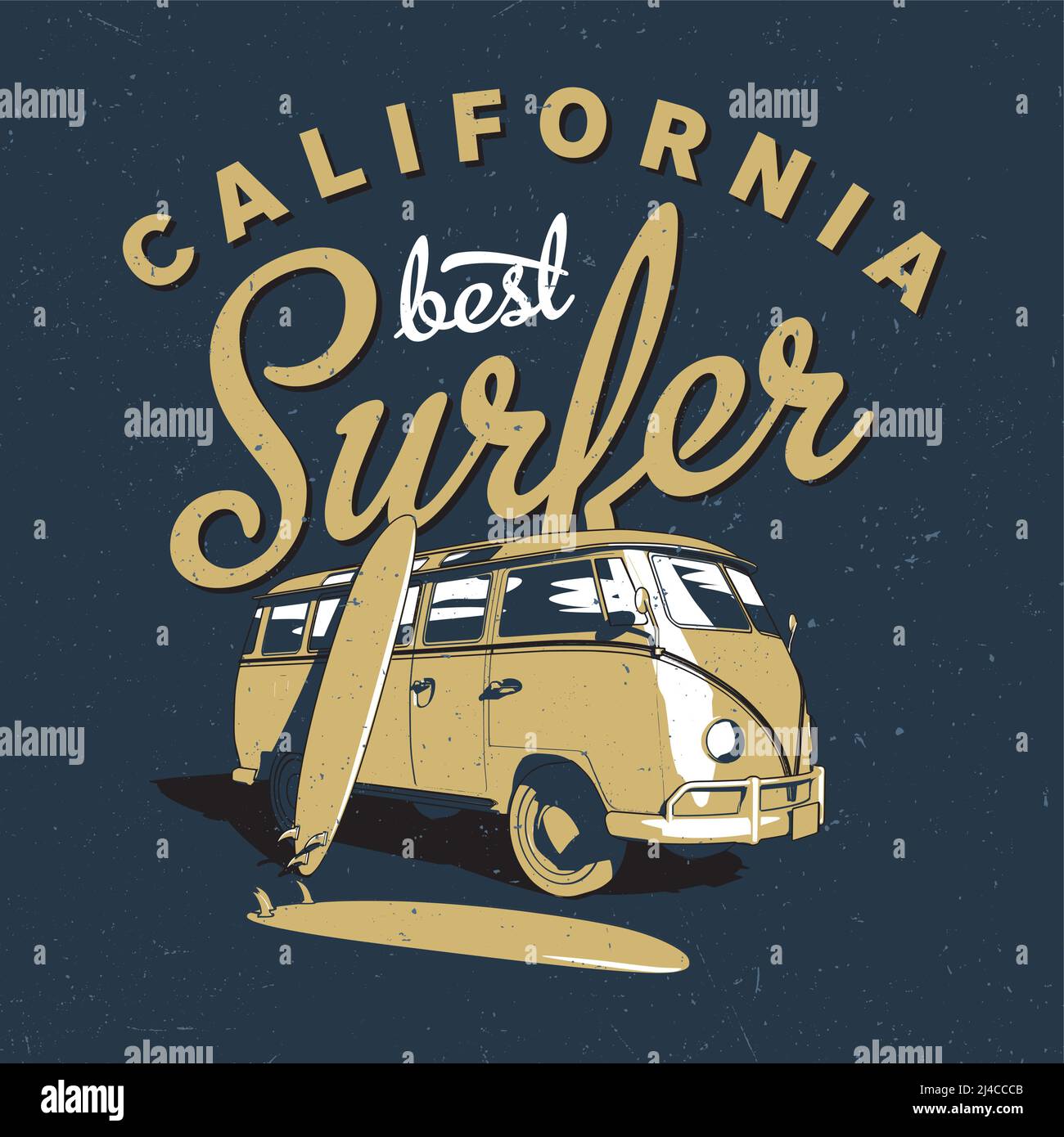 California Best Surfer Poster with bus and board on effective ...