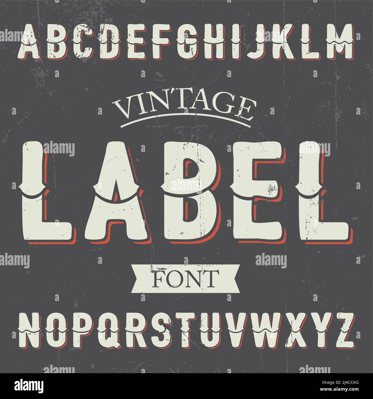 Vintage Label Font Poster with alphabet on grey background vector ...