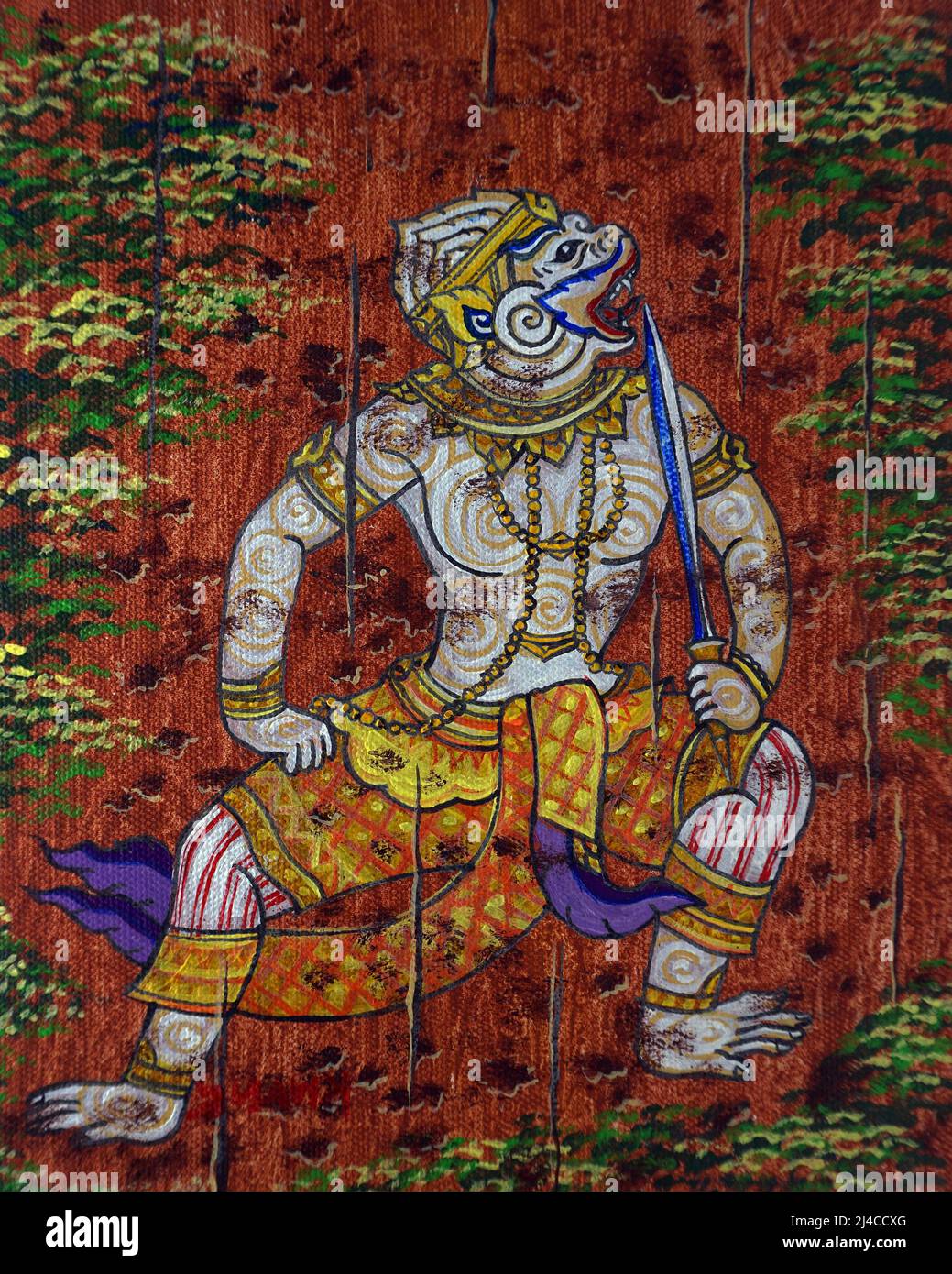 Art oil painting Ramayana story in the grand palace of bangkok Stock ...