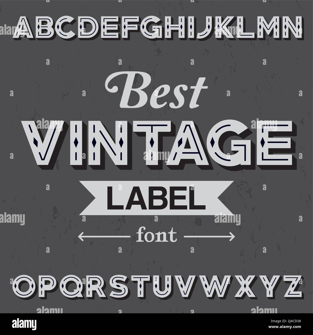 Best Vintage Label Font Poster with alphabet on the grey background ...