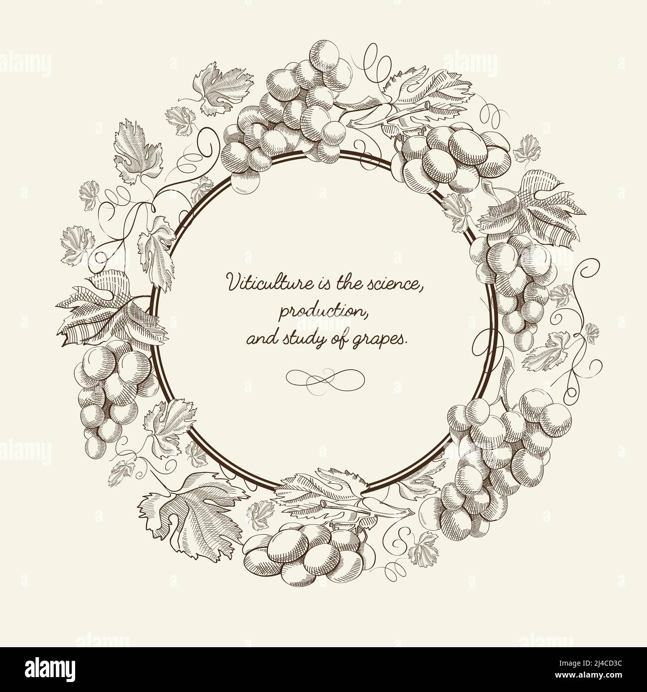 Abstract natural sketch template with text round frame and bunches of ... Abstract natural sketch template with text round frame and bunches of ...