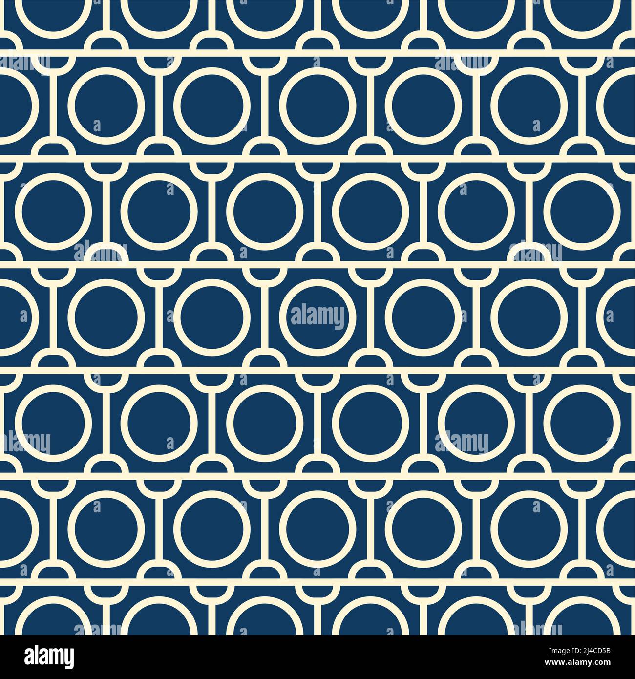 Modern Abstract Linear Seamless Pattern With Horizontal Chains Composed Of Lines And Circles