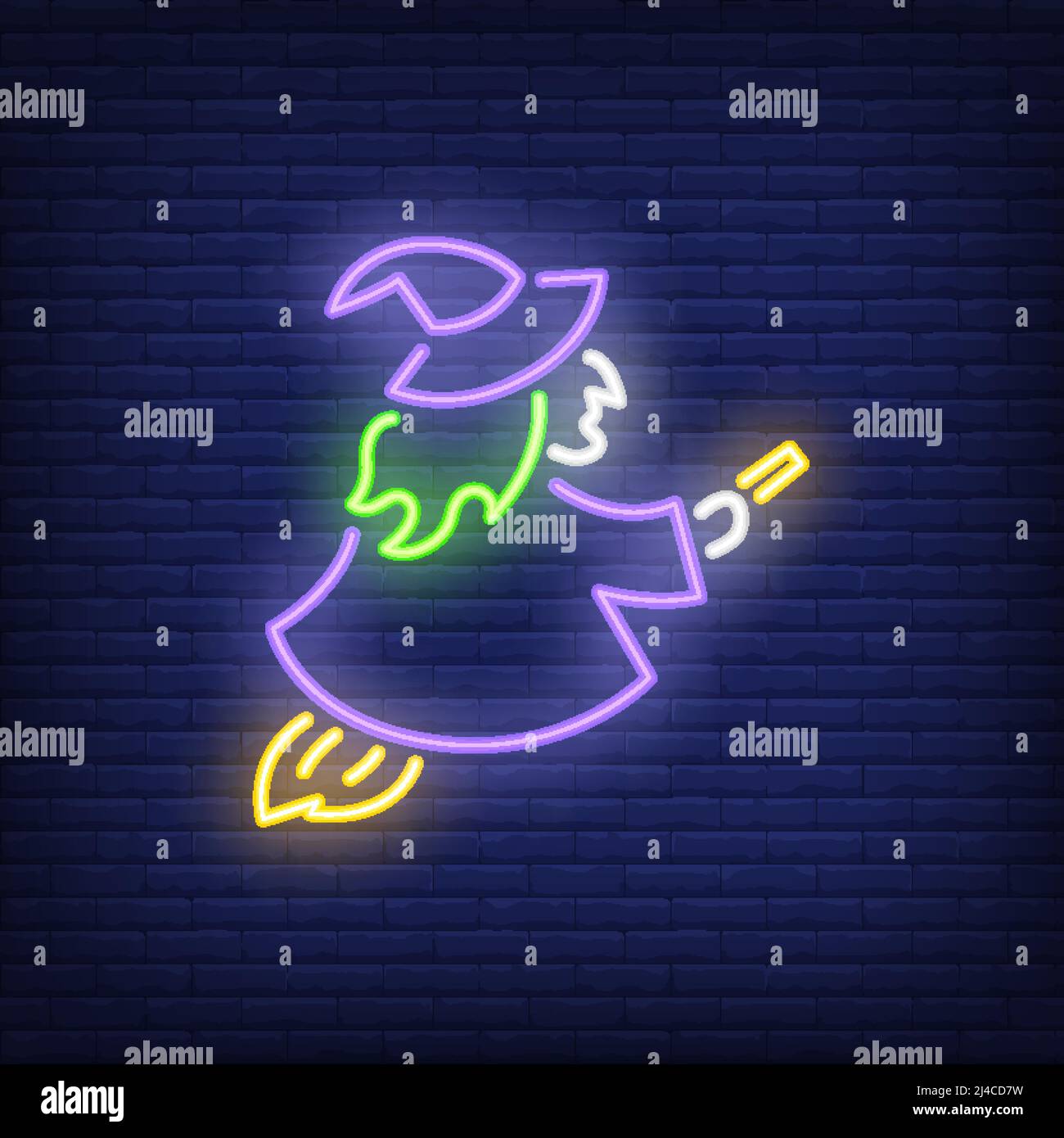 Witch neon sign. Luminous signboard with sorceress. Night bright ...