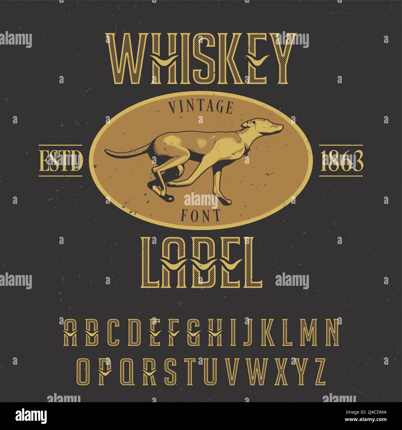 Whiskey Vintage Typeface Poster with animal in centre and decoration on ...