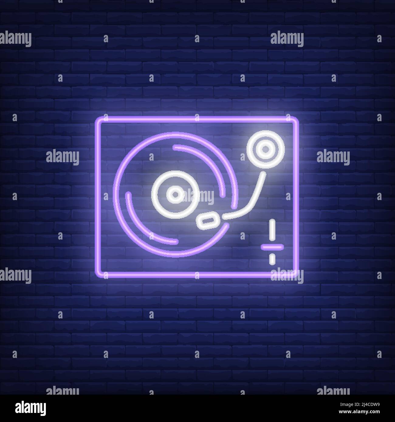 Vinyl record player neon sign. Music and sound concept. Advertisement ...