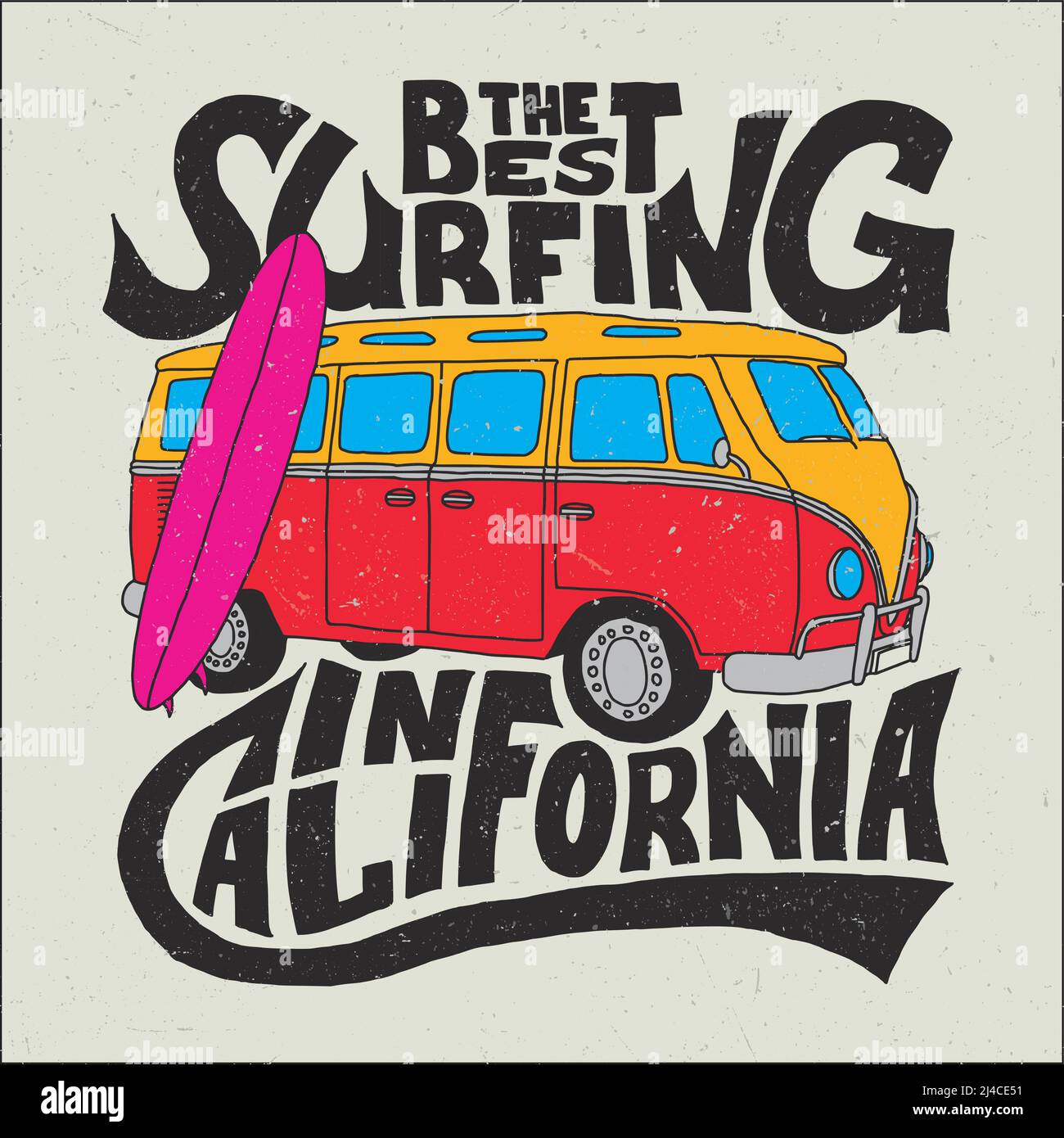 California Best Surfer Poster with bus and board on effective ...