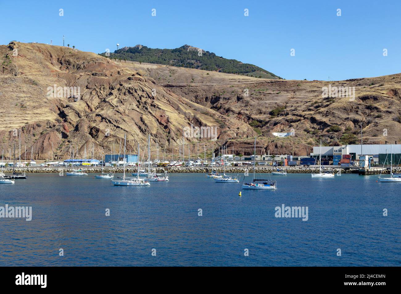 PORTO SANTO ISLAND, PORTUGAL - AUGUST 26, 2021: This is the port harbor ...