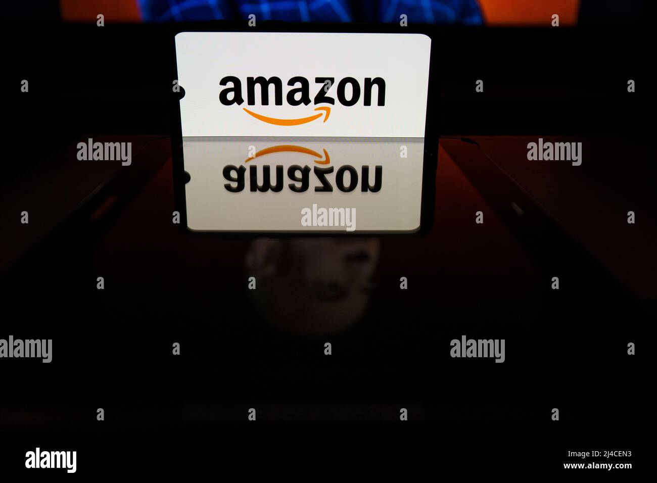 Amazon logo on screen and Jeff Bezos is a Executive Chairman of Amazon ...
