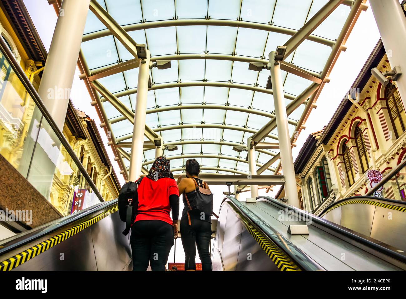 Chinatown MRT NE4 exit to Chinatown street market and shophouses. It is ...