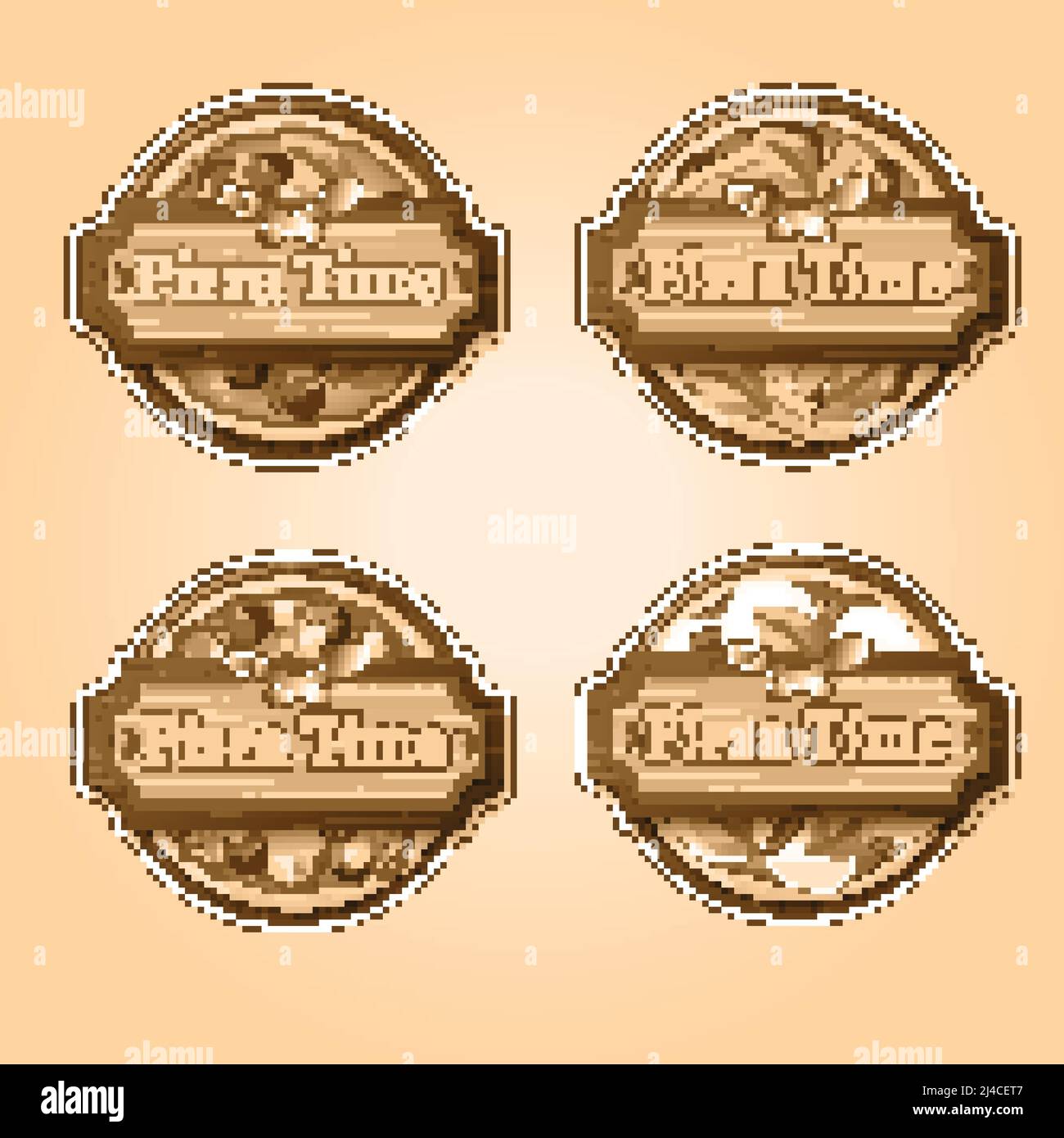 Traditional italian food labels set with different kinds of tasty pizza ...