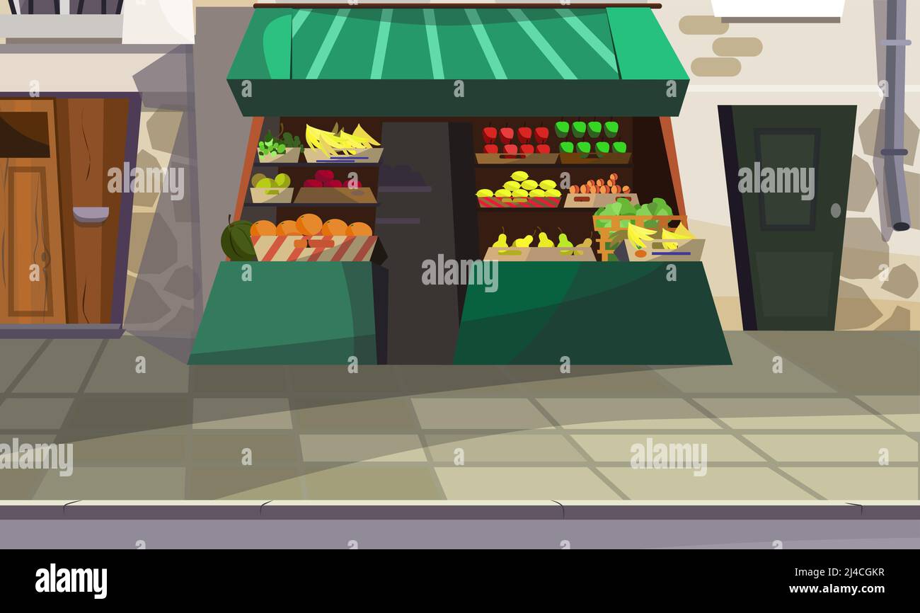 Fresh fruit shop display Stock Vector Images - Alamy