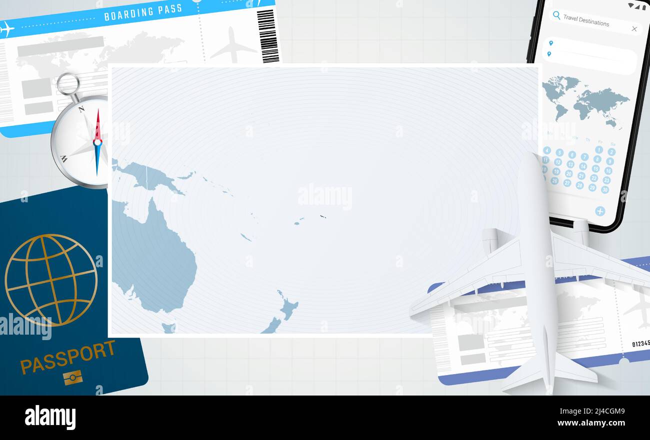 Journey to Samoa, illustration with a map of Samoa. Background with ...