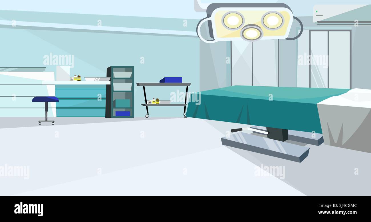 Surgery room with operating table with vector illustration. Modern ...
