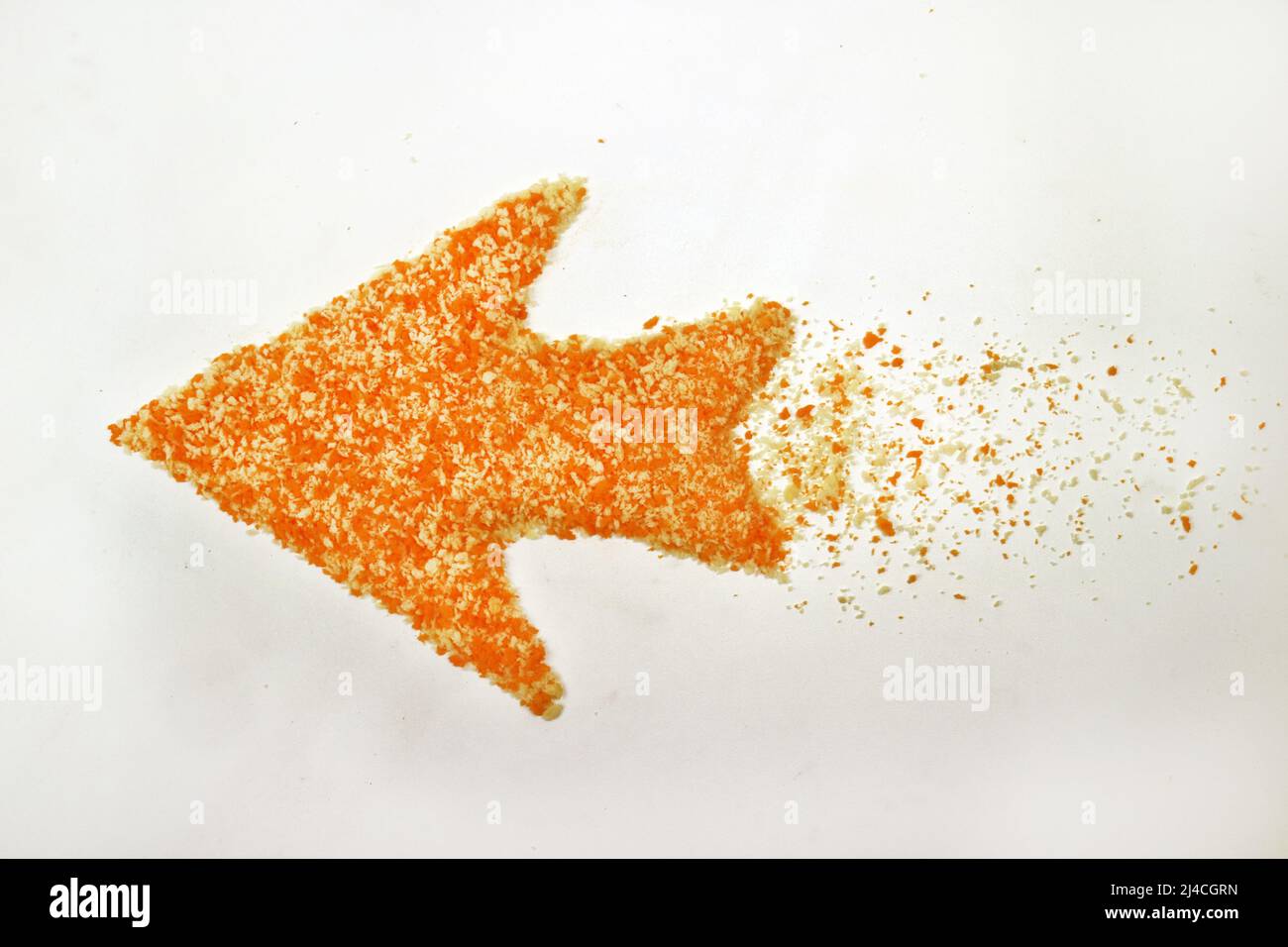 design concept using groceries of left arrow sign breadcrumbs on a ...