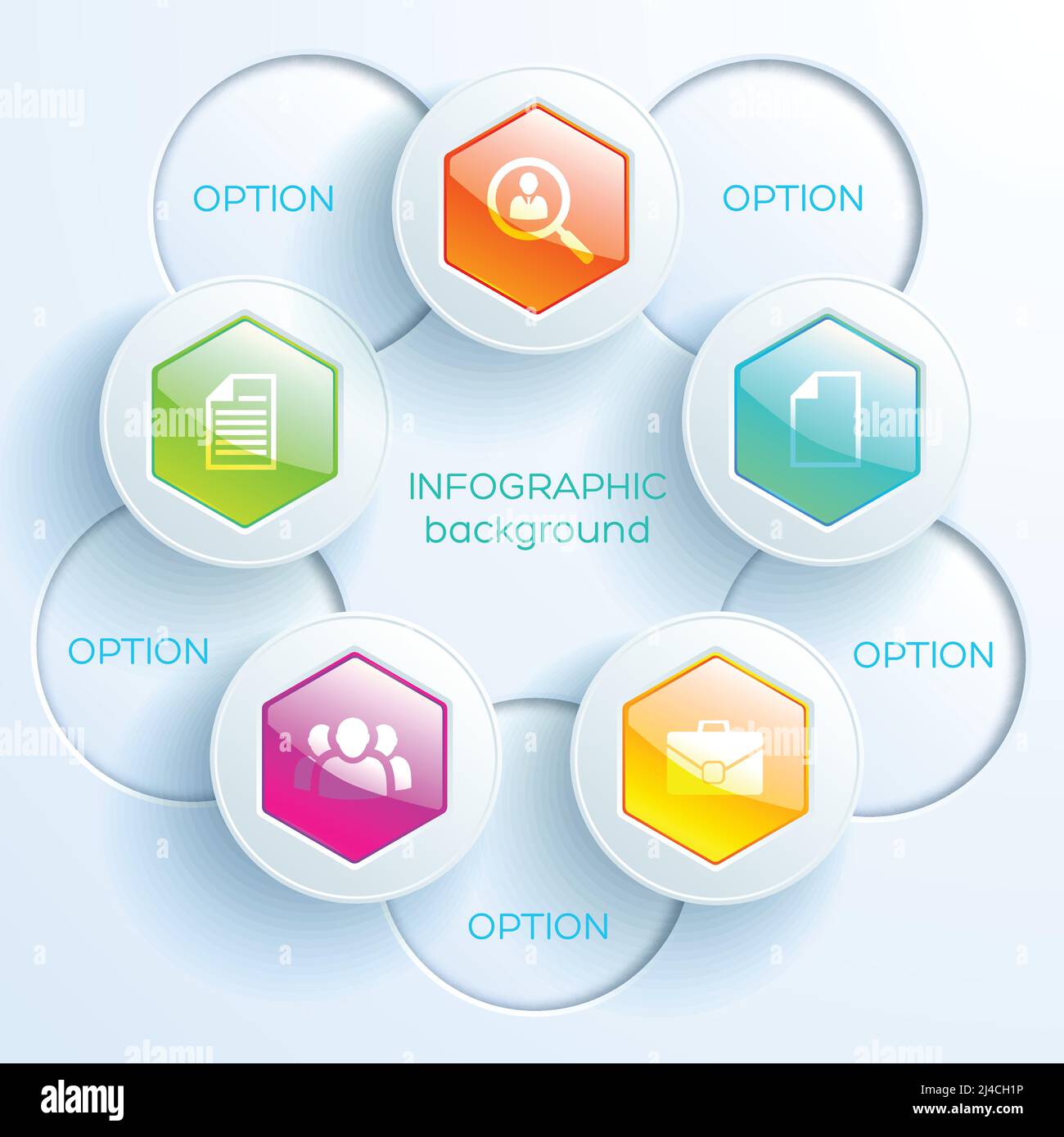 Abstract diagram infographic concept with colorful glossy hexagons ...